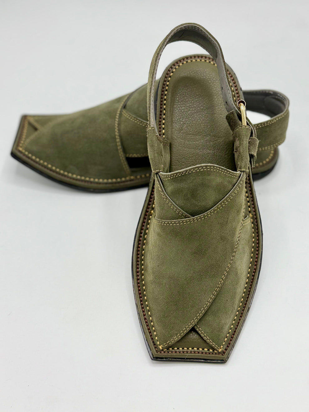 T-Shape Suede Green – Crafted Sole